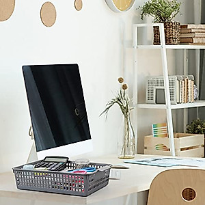 Qqbine A4 Plastic Storage Basket Tray, Classroom Paper Baskets, 6 Packs