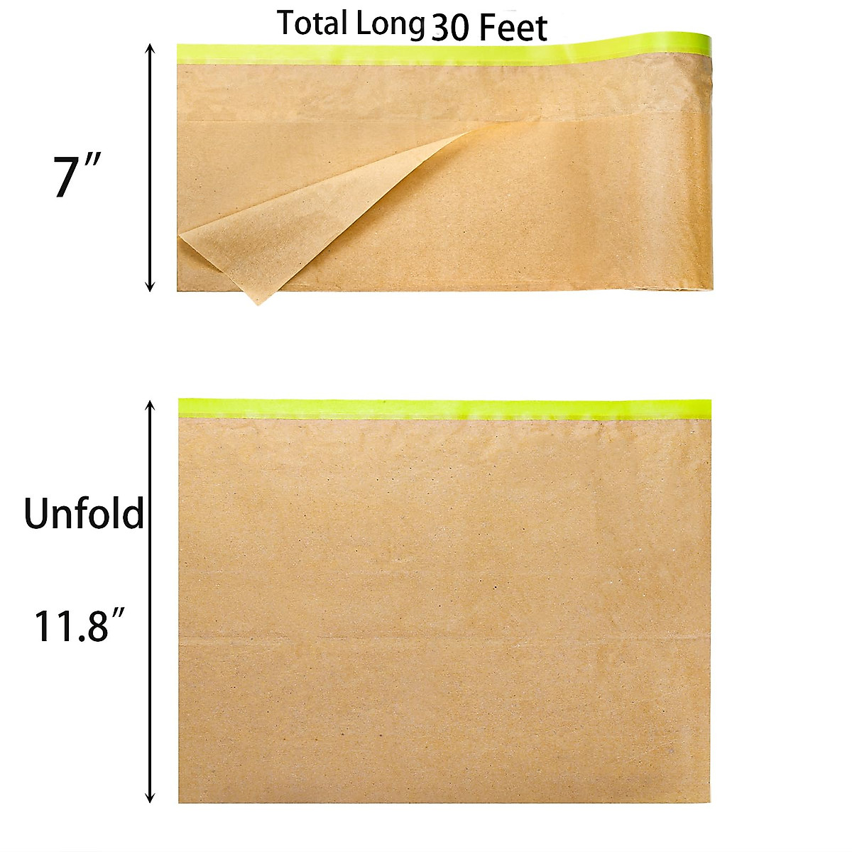 Jucoan 6 Rolls Masking Paper, Pre-Taped Masking Paper for Painting, 12 Inch x 30 Feet Tape and Drape Automotive Paint Masking Paper for Car Wall Frame Floor Furniture Protection