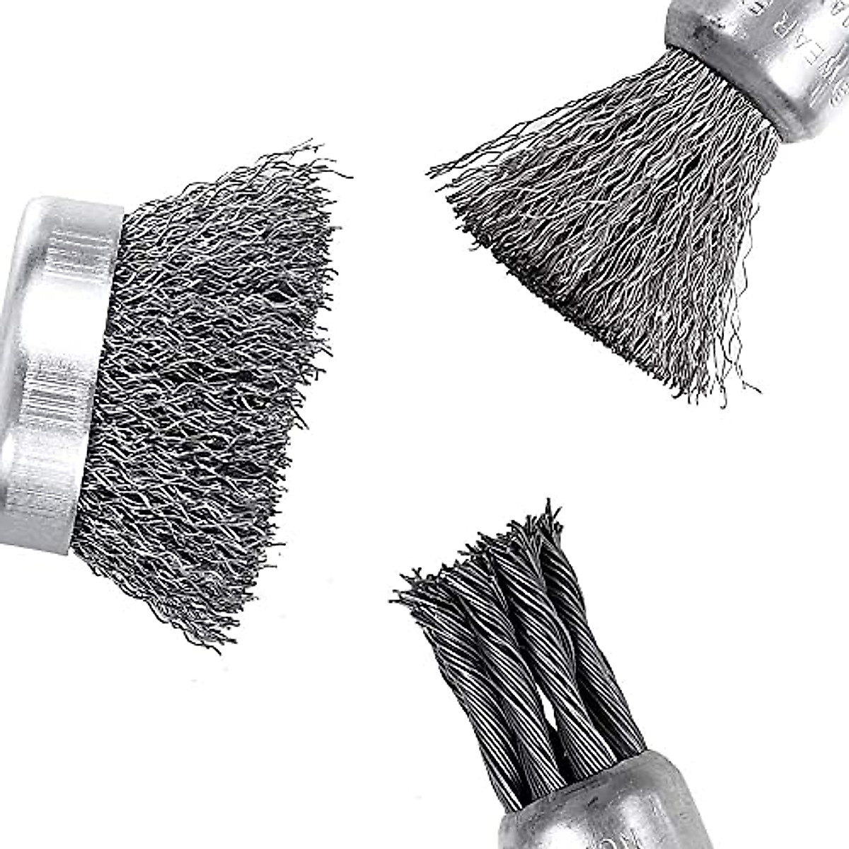 Mixiflor 9 Pack Wire Wheels Brush for Drill, 1 Inch Knotted and Plated Crimped Drill Wire Brush, Wire Brush Drill Attachments for Derusting, Paint Removal