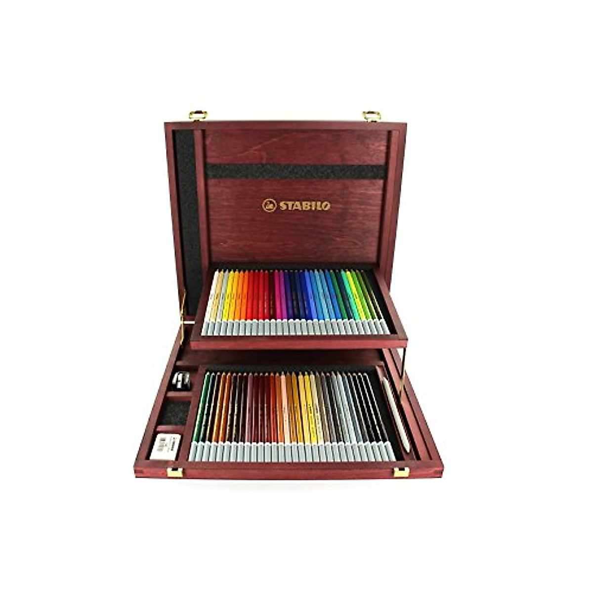 Chalk-Pastel Pencil - STABILO CarbOthello - Wooden Box of 60 - Assorted Colors with Sharpener and Eraser