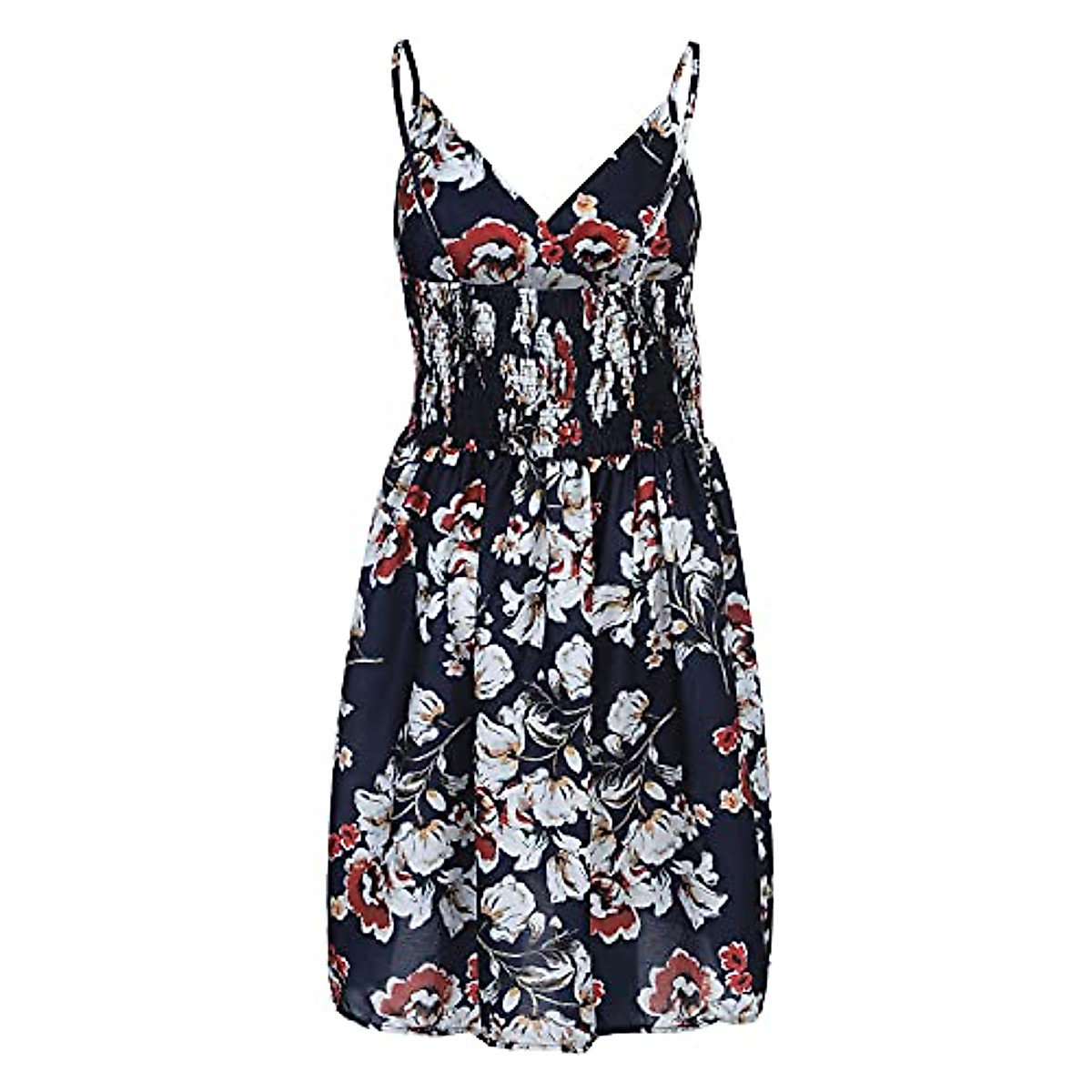 WYTong Women's Petite Dresses Fashion Sexy V-neck High Waist Floral Sling Waist Dress Short Skirt Swing Dress(Black,Small)
