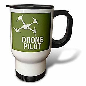3dRose " Big Green Drone with Uav Pilot" Travel Mug, 14 oz, Multicolor