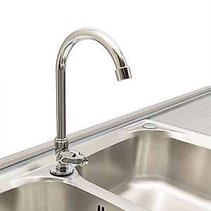 Stainless Steel Commercial Kitchen Sink Utility Sink 47 Inch Width with Prep Table 360 ° Rotatable Faucet 2 Compartment Storage Shelves