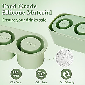 Likiyol Ice Cube Tray for Stanley Cup, Silicone Ice Cube Tray with Lid and Bin for Freezer, 3 Hollow Large Cylinder Tumbler Ice Cube Mold for Drink, Juice, Cocktail, Whiskey, 20Oz/30Oz/40Oz, Green