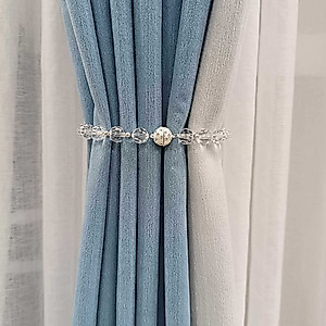Magnetic Curtain Tiebacks Decorative Curtain Holdbacks, glrovazas 2Pcs 16 Inch Long Durable Crystal Tie for Curtains Curtain Holders for Window Draperies Simplicity Elegance