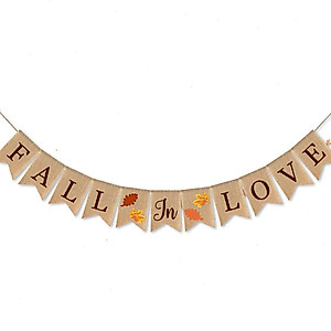 SWYOUN Burlap Fall in Love Banner Fall Autumn Wedding Supplies Engagement Bridal Shower Garland Decoration
