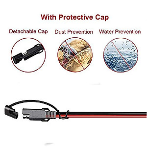 iMESTOU 16AWG SAE Cables SAE Power Extension Cable 2 Pin Quick Disconnect DC Connector Cord Plugs 12V 30CM with Waterproof Caps for Motorcycle Car Battery Jump Starter Solar Applications(5PCS)