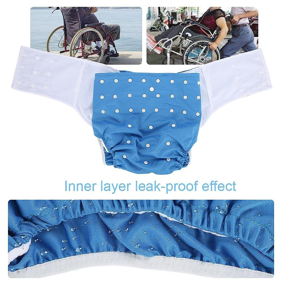 Adult Pocket Nappy, Reusable Adjustable燱ashable Comfortable Adult Pocket Nappy Cover燚iaper Cloth for the Old, the Disabled, Pregnant Woman()