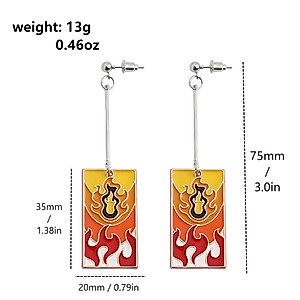 FunBoat 10Pcs Kimetsu No Yaiba Earring Set - Rengoku Mitsuri Anime Hanafuda Dangle Earring - Cosplay Jewelry for Women and Men