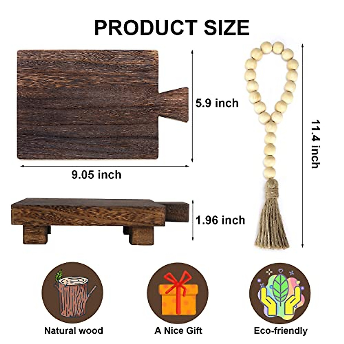 Soap Stand Wood Riser, Farmhouse Raw Wood Pedestal Stand Soap Tray for Kitchen Sink, Wood Dish Soap Tray for Kitchen Counter, Wooden Soap Holder for Display Soap Bottles, Candles and Plants - Brown