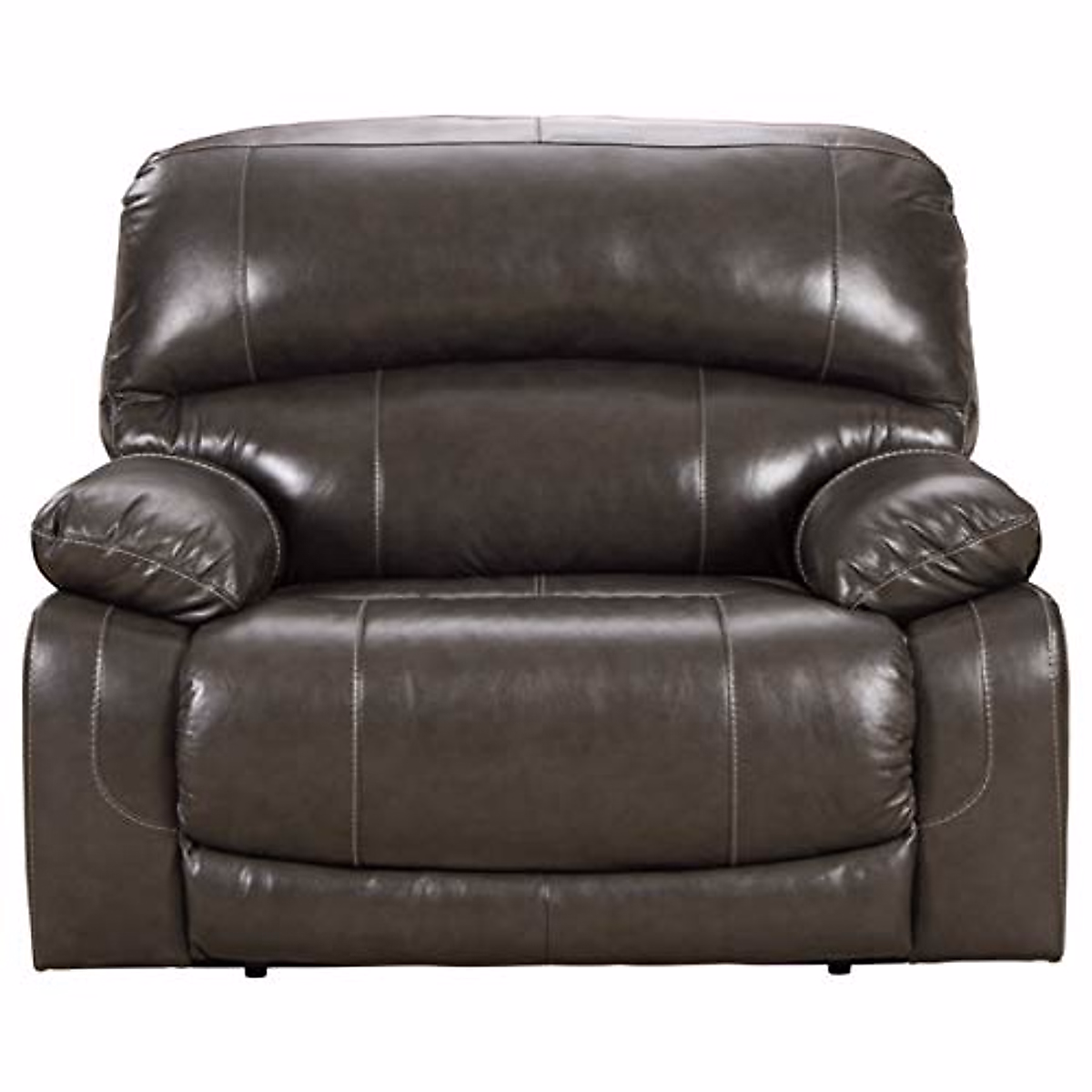 Signature Design by Ashley Hallstrung Leather Adjustable Oversized Power Recliner with USB Charging, Gray
