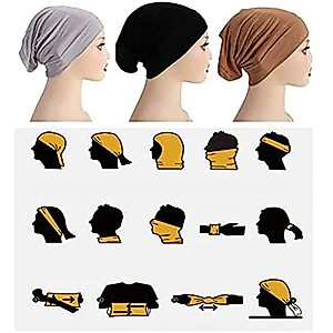 3 Pieces Women Under Scarf Hat Cap Bone Bonnet Hijab Islamic Neck Cover Muslim Under Scarf Hijab Cap Wine