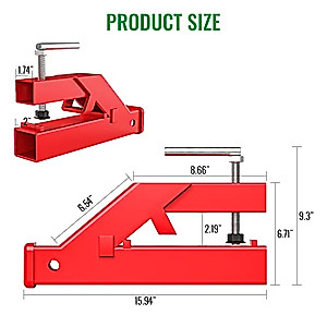 RbhAuto Red Tractor Clamp on Trailer Hitch 2" Ball Mount Receiver, New Upgrade Forklift Bucket Trailer Hitch Attachment, Adapter Compatible with Kubota Deere Bobcat Front Bucket Accessories