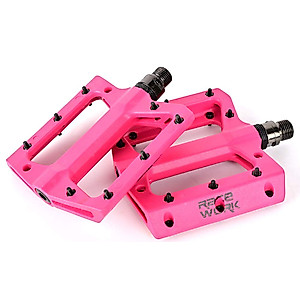 catazer Mountain Bike Pedals MTB Pedals BMX Pedals Nylon Fiber Non-Slip Bicycle Pedals Clycling Pedals (Pink)