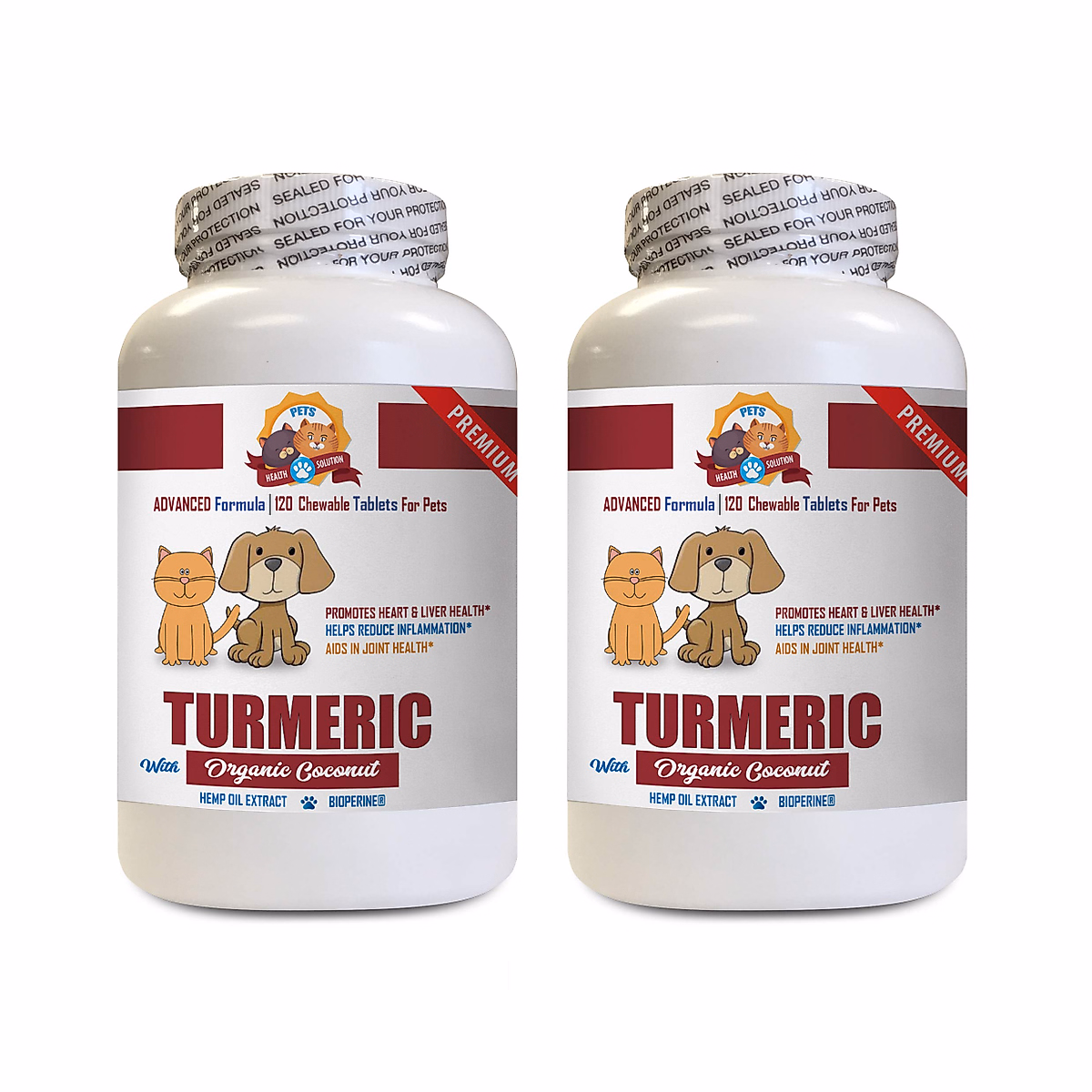 cat Joint Supplement - Pets Turmeric with Organic Coconut Oil - Dogs and Cats - Added Hemp Oil Extract - Powerful - Hemp Oil for Cats for Pain - 2 Bottles (240 Treats)