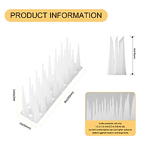 OFFO Bird Spikes Pigeon Outdoor Deterrent Spikes for Cat Keep Birds Raccoon Woodpecker Away Covers 4 Feet(1.2m), Frosted White