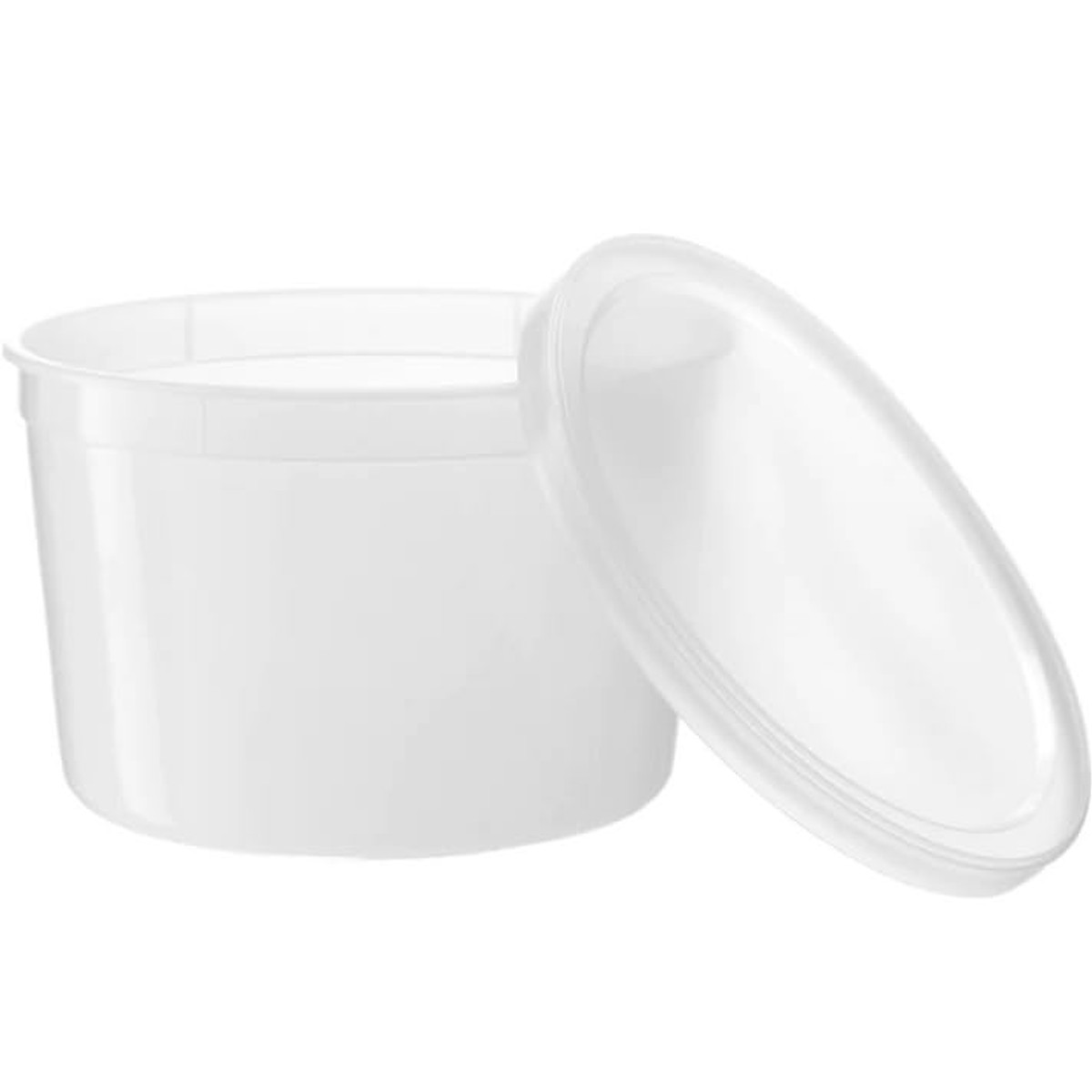 VeZee Heavyweight - 64oz - Clear Disposable Round Food Storage Deli Containers with Lids To-Go For Thanksgiving, Microwavable, Leak Proof, BPA-free : Set of 50