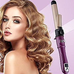 Automatic Curling Iron Automatic Curling Wand for Hair Styling Auto Hair Curler Automatic Hair Curling Wand Self Rotating Curling Iron (1.1inch Curl/28mm, Purple)