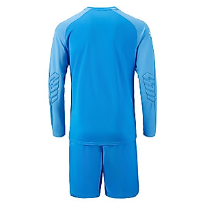 KELME Men's Soccer Goalie Jerseys,Padded Goalkeeper Kit,Youth Goalie Shirt and Pants with Socks Blue Medium