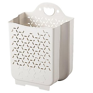 Collapsible Laundry Basket Clothes Storage Basket Dirty Cloth Basket Laundry Hamper Wall Mounted Laundry Basket Plastic Storage Bathroom Basket Organizer Tpe Child White Clothing