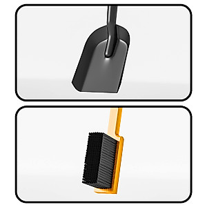 Kingson Fireplace Shovel Black Ash Shovel and Brush, Dustpan Set Small, Durable Steel, Set with Fireplace Dustpan and Brush, Coal Shovel