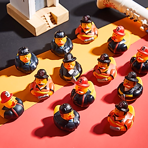 DEEKIN Fireman Rubber Duck 2 Inch Firefighter Hero Ducks Fighter Hero Bath Toy for Firefighter Theme Birthday Party Favors Beach Pool Summer Activities, 4 Styles(24 Pcs)