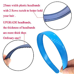 12pcs Women Plastic Headbands 25mm Wide Headband with Teeth for Girls Kids Teens Women by Yazon …