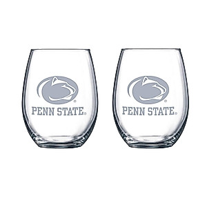 RFSJ Penn State Nittany Lions Etched Satin Frost Logo Wine or Beverage Glass Set of 2