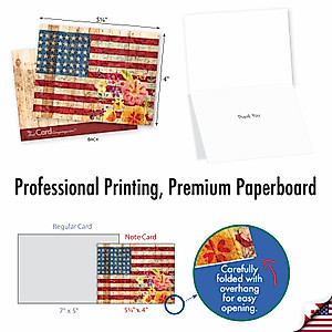 The Best Card Company 10 Assorted Thank You Note Cards Boxed Set 4 x 5.12 Inch with Envelopes (10 Designs, 1 Each) Artful Flags M6580TYG