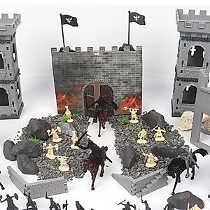 Medieval Castle Toy, Castles Knights Soldiers Model Kit Knight Figures Playset Fort Building Kit, DIY Assembled Castle Model Set, Playset Gifts(Type D)