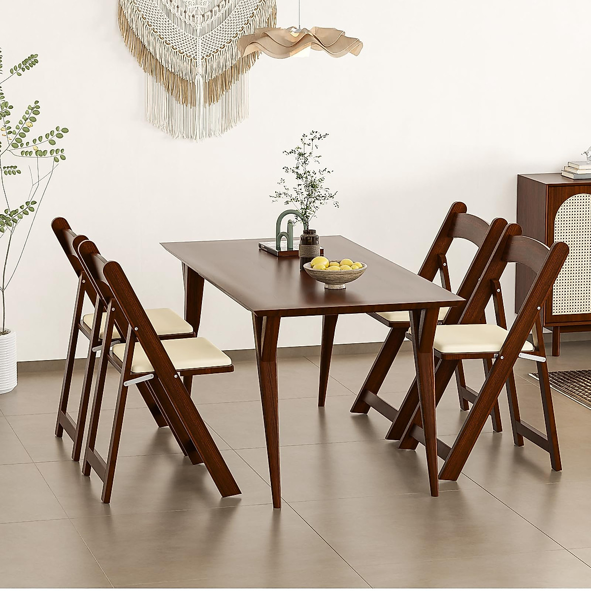 VINGLI Wooden Folding Chairs with Cushion, Comfortable, Portable and Durable Foldable Seating for Indoor & Outdoor Events, Banquet, Party, Dinning, Wedding, Craft, Walnut Brown, 8 Pack