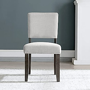 Leick Home 10186BB/HG Upholstered Back Dining Chair with Wood Base, Set of 2, for Dining Room, Blackbean and Heather Gray