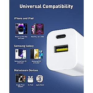 USB C Wall Charger,USB C Charger Block,Fast Charger Block Compatible for Samsung Galaxy S23 S22 Ultra S21 S20+ Watch 5 A71 A20 A14 A23,33W Dual Port for iPhone 14 13 12 Pro Max Apple Watch Series 8