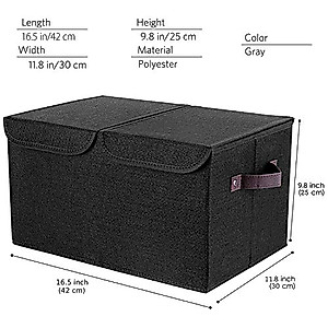 Larger Storage Cubes [4-Pack] Senbowe Linen Fabric Foldable Collapsible Storage Cube Bin Organizer Basket with Lid, Handles, Removable Divider For Home, Nursery, Closet - (16.5x 11.8 x 9.8”)