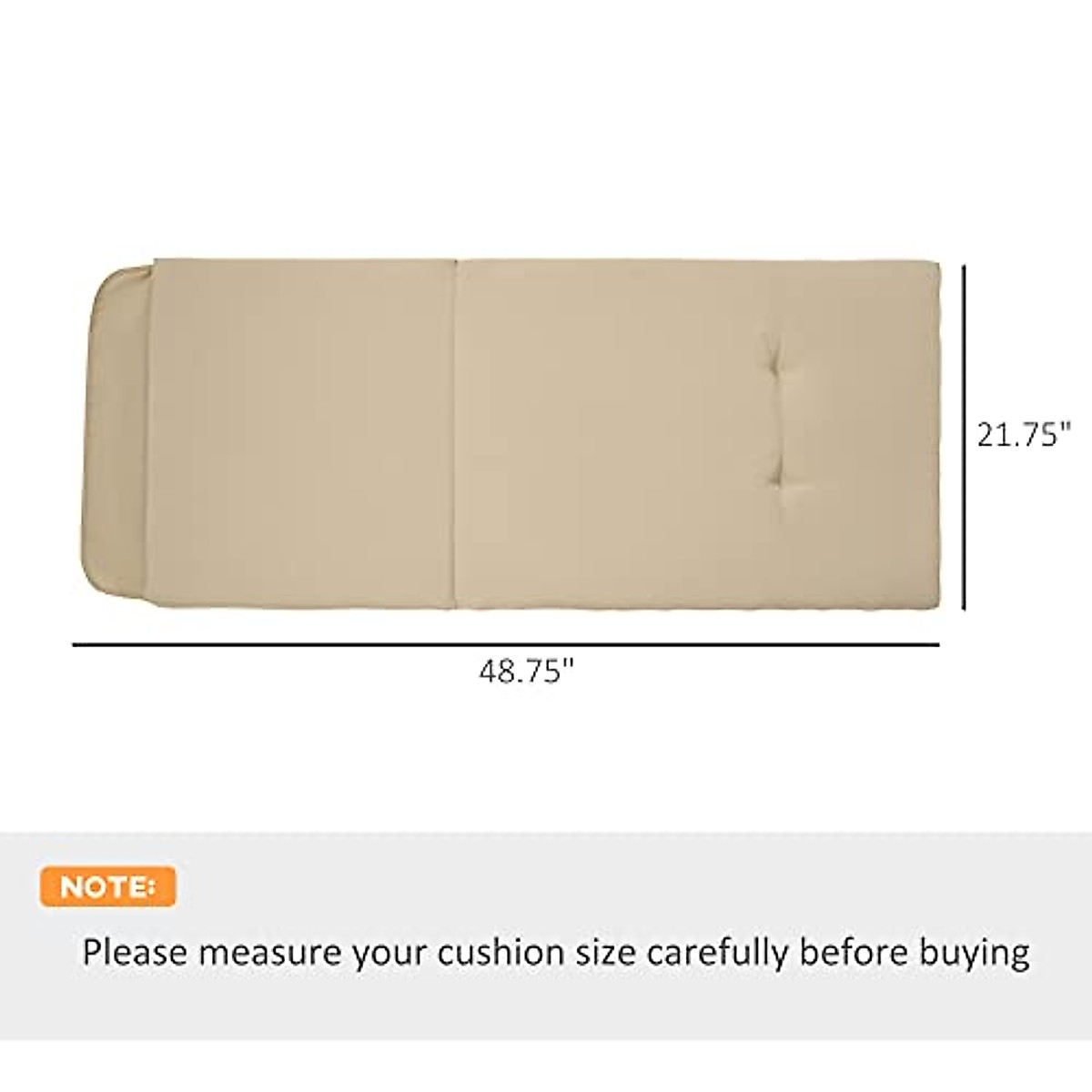 Outsunny Outdoor Porch Swing Cushions with Seat & Tufted Back, Backrest Ties, Set of 2 Replacement Cushions for Patio Furniture, Beige