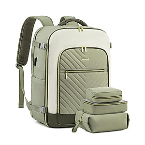 LOVEVOOK Laptop Backpack Purse for Women Waterproof Teacher Nurse Bag, 17.3 Inch Work Laptop Bag with USB Port, Business Travel Computer Backpack, Large College Bookbag, Beige-Khaki