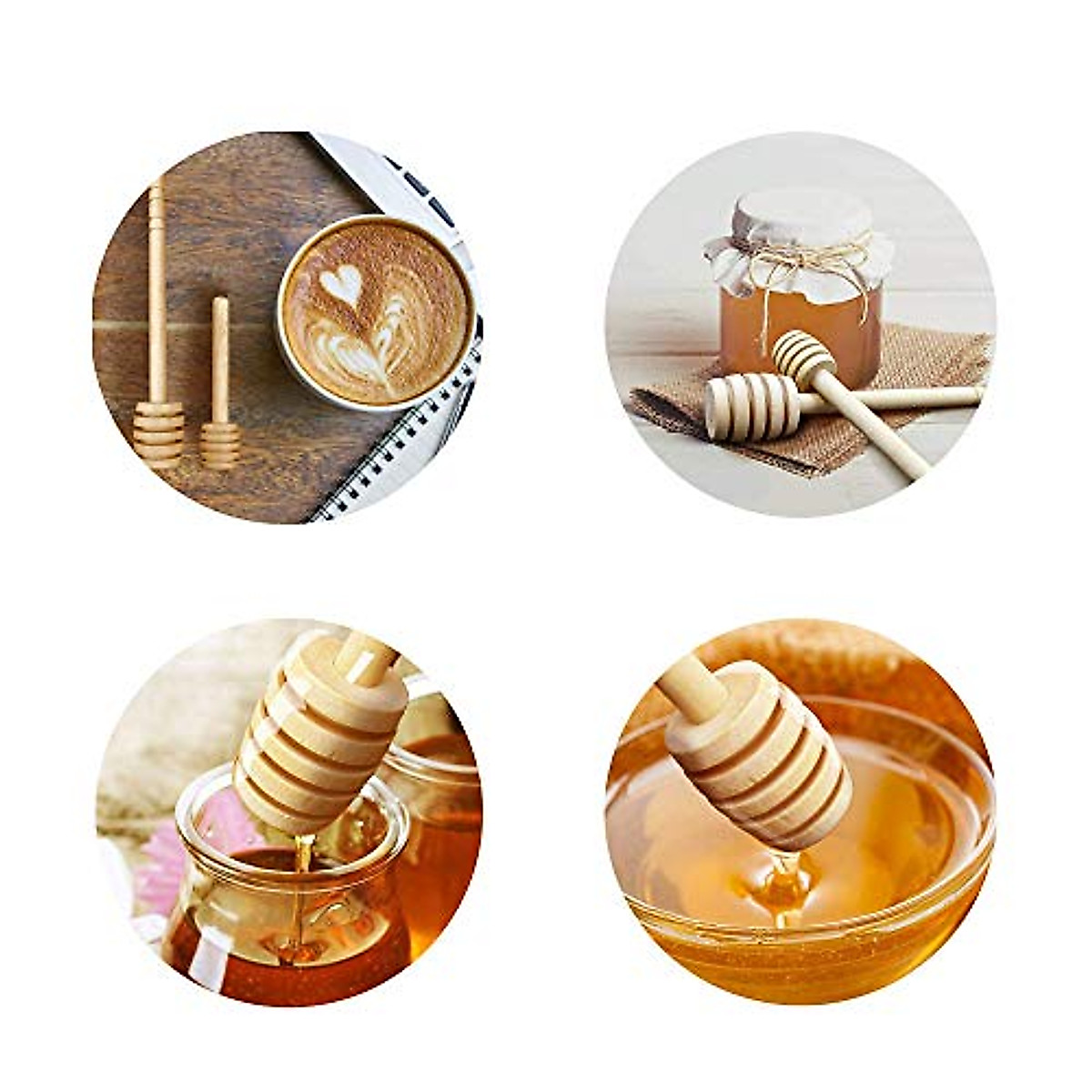 2 Pack Wooden Honey Dipper Mini Honey Dipper Sticks Honey Dippers Jam Muddler Syrup Stirrer for Honey Jar Dispense Drizzle Honey (2 Size)