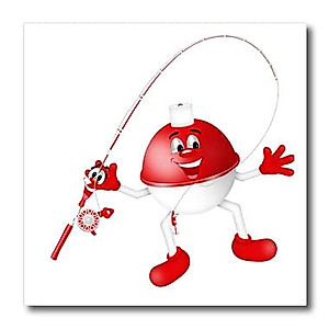 3dRose Cute Red and White Smiling Fish Float with Fishing... - Iron on Heat Transfers (ht-360384-3)