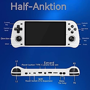 SERYUB RGB10 MAX 2 Video Game Console, 5 "IPS Screen Handheld Game System Multi-Emulator 10000 Games, Retro Game Console Built-in Game 64G, (White) Plus Free toughened Film and Box