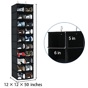 coastal rose Hanging Shoe Rack for Closet,18+2 Sections Hanging Shoe Closet Organizers and Storage with 10 Side Mesh Pockets,Space-Saving Shoe Storage & Holder,Grey