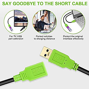 PPTVC USB 3.0 Extension Cable 20ft，USB 3.0 Extension Cable - A-Male to A-Female for Printer,Playstation, Xbox,USB Flash Drive,Card Reader, Hard Drive, Keyboard，Card Reader, Hard Drive,