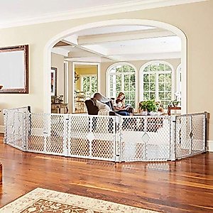 Toddleroo by North States Superyard 6 Panel Baby Play Yard/Barrier & Wall Mount Kit, Made in USA: Extra wide barrier or play area. 38.5" - 201" wide, 5.5 ft corner to corner play yard (26" tall, Gray)
