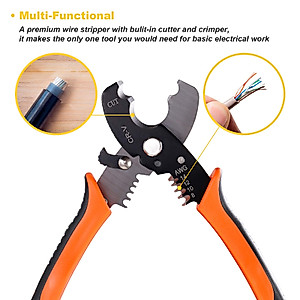 7in Cable Cutter Wire Stripper 8-14 AWG, Heavy Duty for Aluminum Copper, Communication Cables Wire Stripping Tool And Multi-Function Hand Tool，Professional Handle Design 518020A