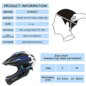 ONTYZZ Kids Bicycle Helmet Kids Adjustable Safety Full Face Helmet Lightweight Toddler Mountain Full Bike Helmet for Skating Cycling Scooter for Youth Child Boys Girls Ages Blue and White/S