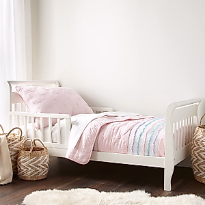 Levtex Bobbi Toddler Set- Kids Bedding, Pink,Teal,Lavender, Stripes - Reversible Quilt