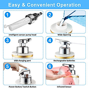 Automatic Soap Dispenser-Foaming Hand Soap Dispenser-Rechargeable Electric Automatic Soap Dispenser Touchless-Foam Hand Touchless Soap Dispenser for Bathroom,Kitchen(11oz/320ml)