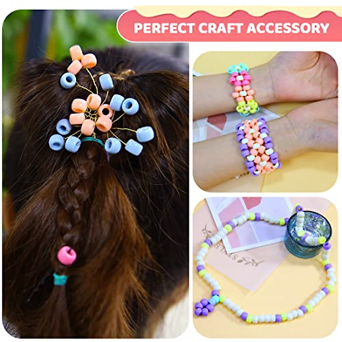 1000 Macaron Candy Pony Beads, Beads for Crafts, Hair Beads, Beading Supplies, Beads for Jewelry Making