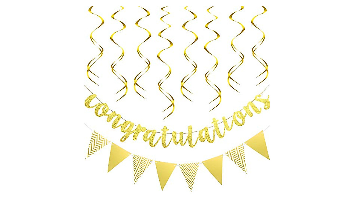 Gold Glitter Congratulations Banner Set for Weddings & Celebrations