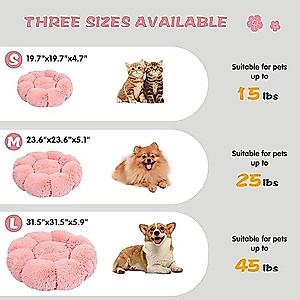 SENNAUX Cat Bed - Cute, Washable Pink Donut Bed for Indoor Cats and Small Dogs, Soft, Fluffy, Anti-Anxiety, Self-Warming, Blush Pink
