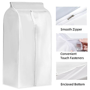 Tlence 4 Pack Hanging Garment Bags, 43" 35" Long Large Closet Clothes Protector with Zipper, Plastic Jackets Storage Rack Cover for Shirt Suits Coat Dress, Bottom Enclosed (Rack not included)